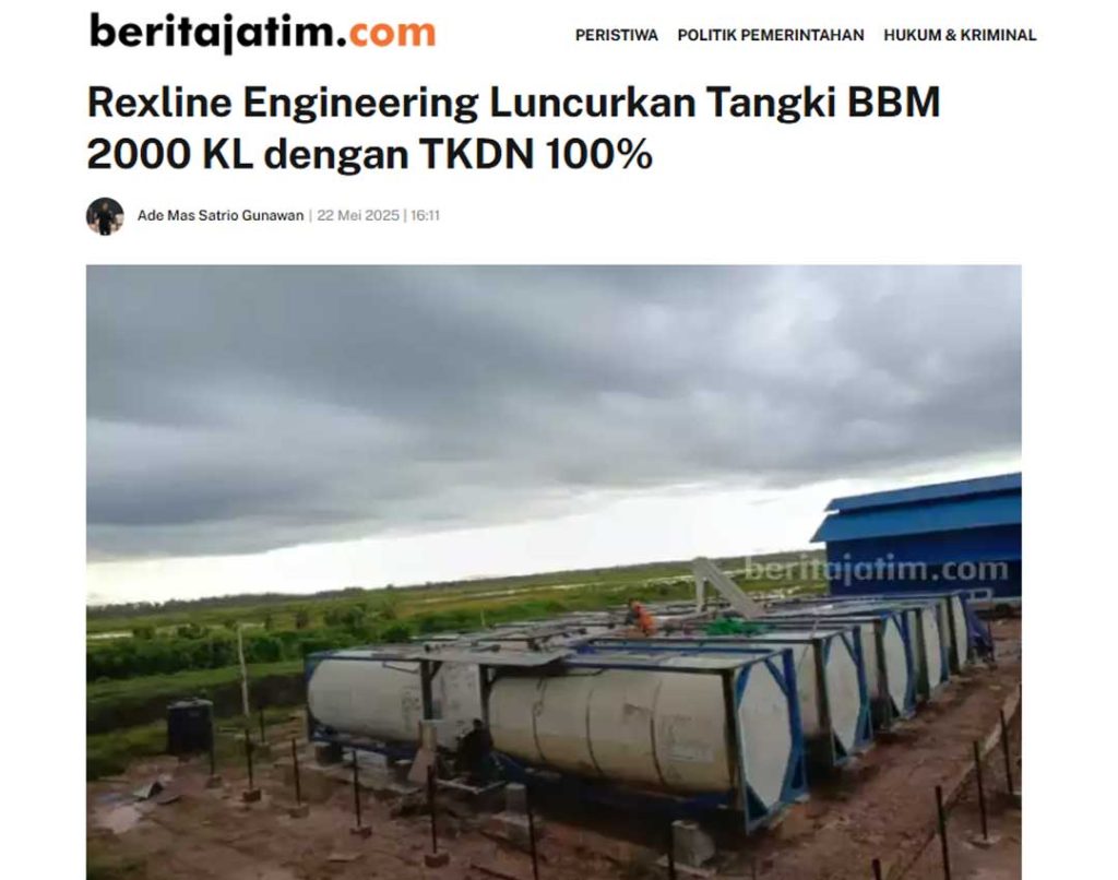 Rexline Engineering Luncurkan Tangki BBM 2000 KL dengan TKDN 100% - RexLine